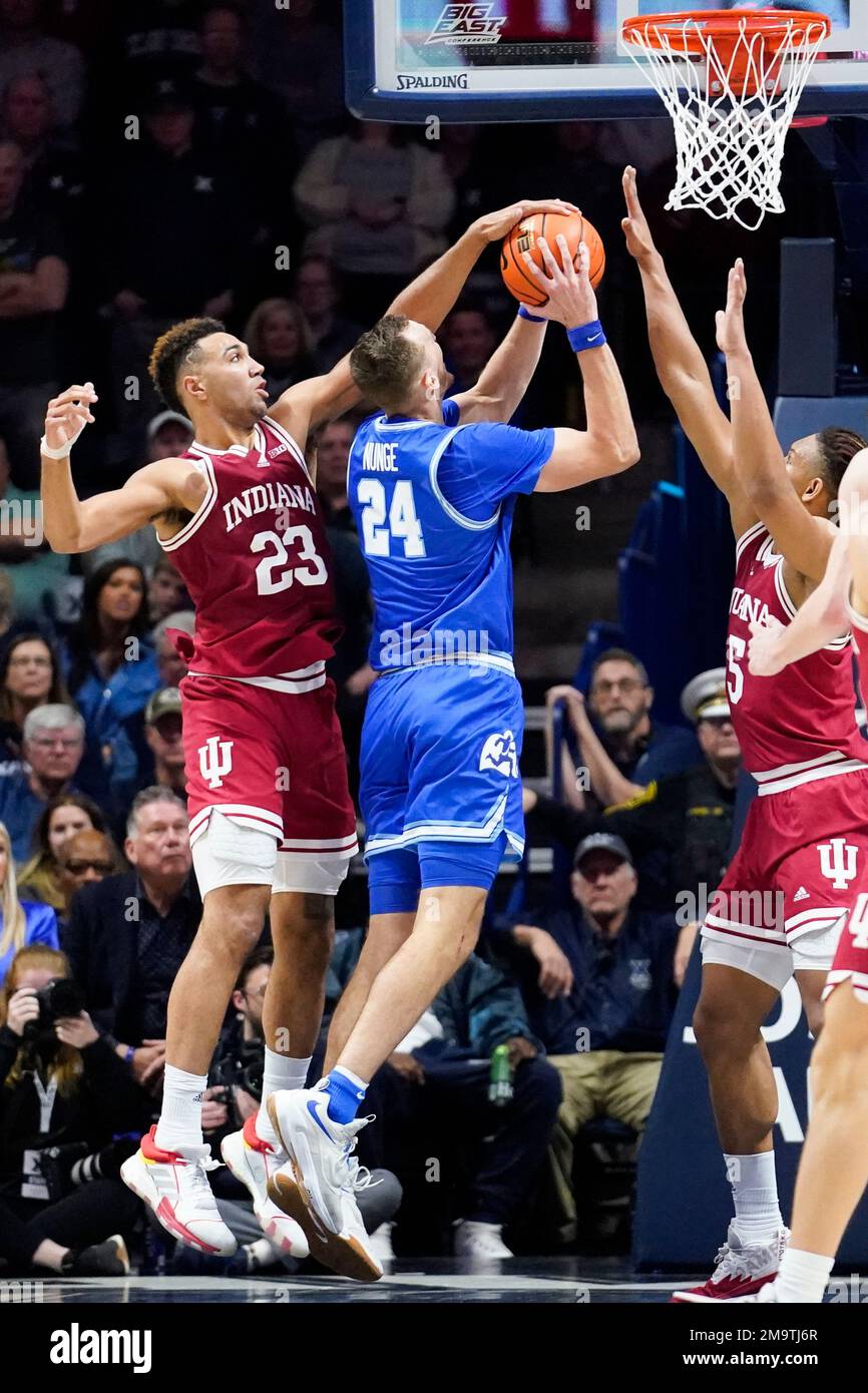 Indiana forward Trayce Jackson-Davis (23) gets a hand on the ball as ...