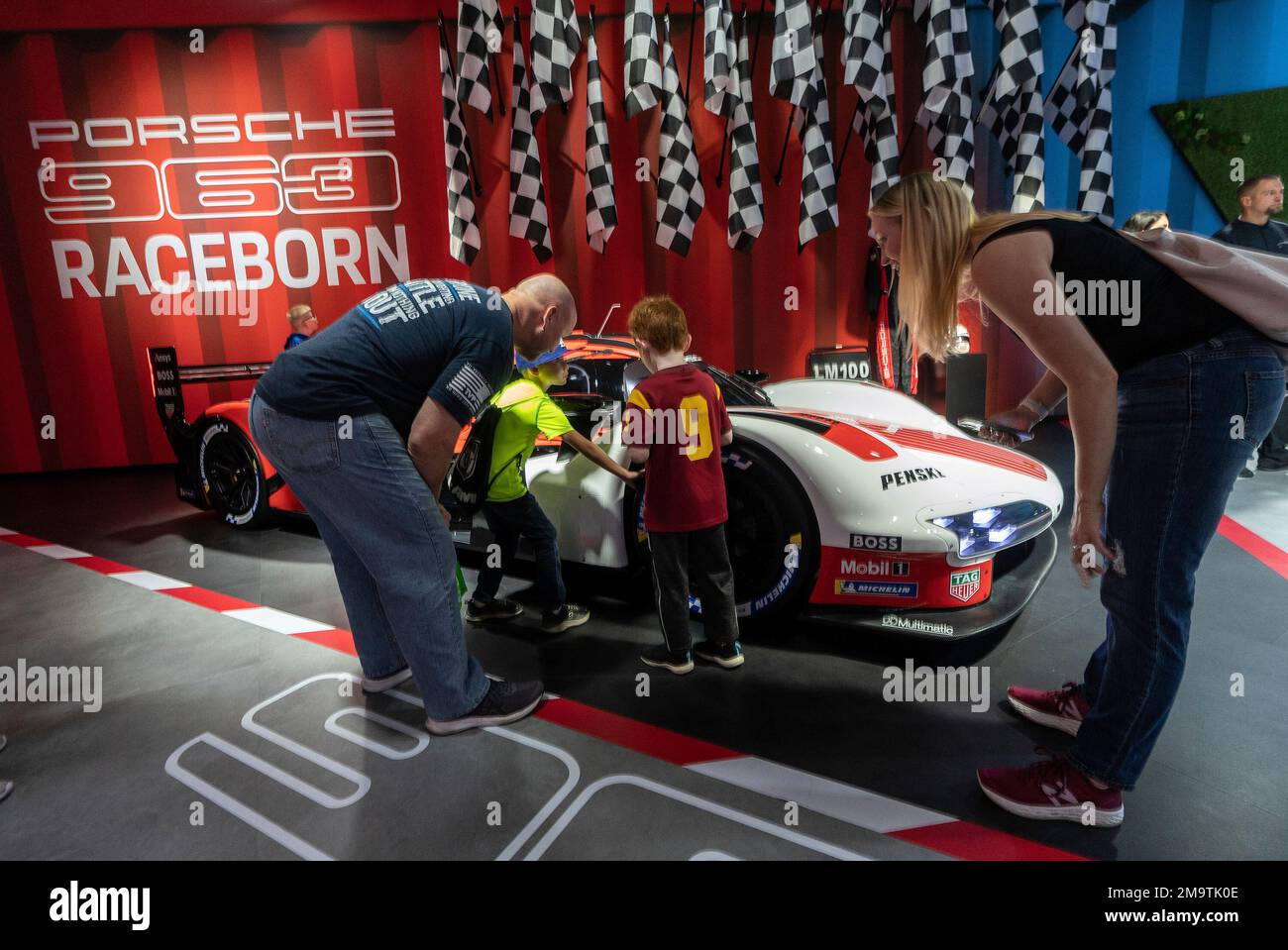 A Porsche 963 sports prototype is shown at the AutoMobility LA Auto ...