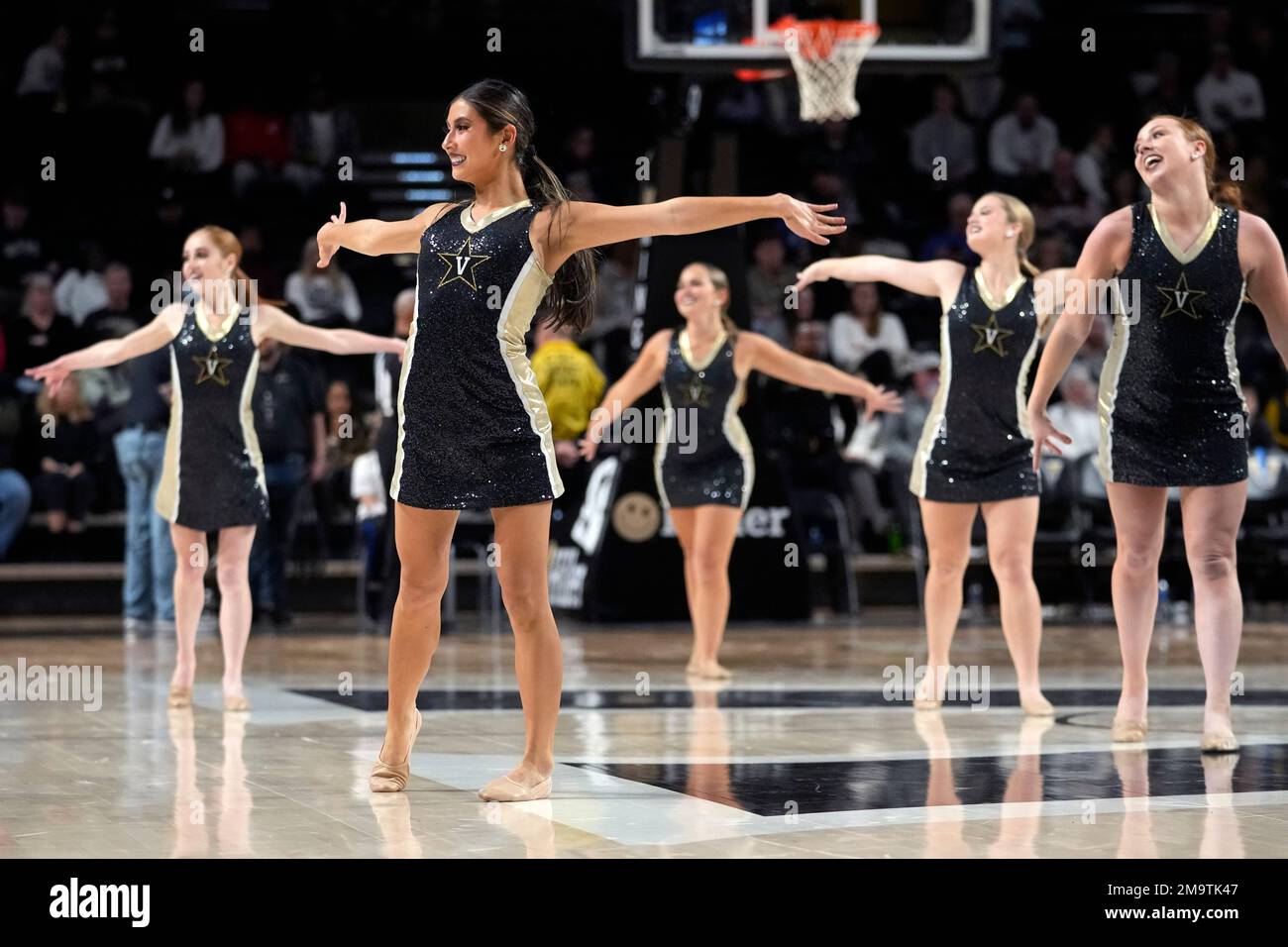 Vanderbilt cheerleaders perform in the first half of an NCAA college ...