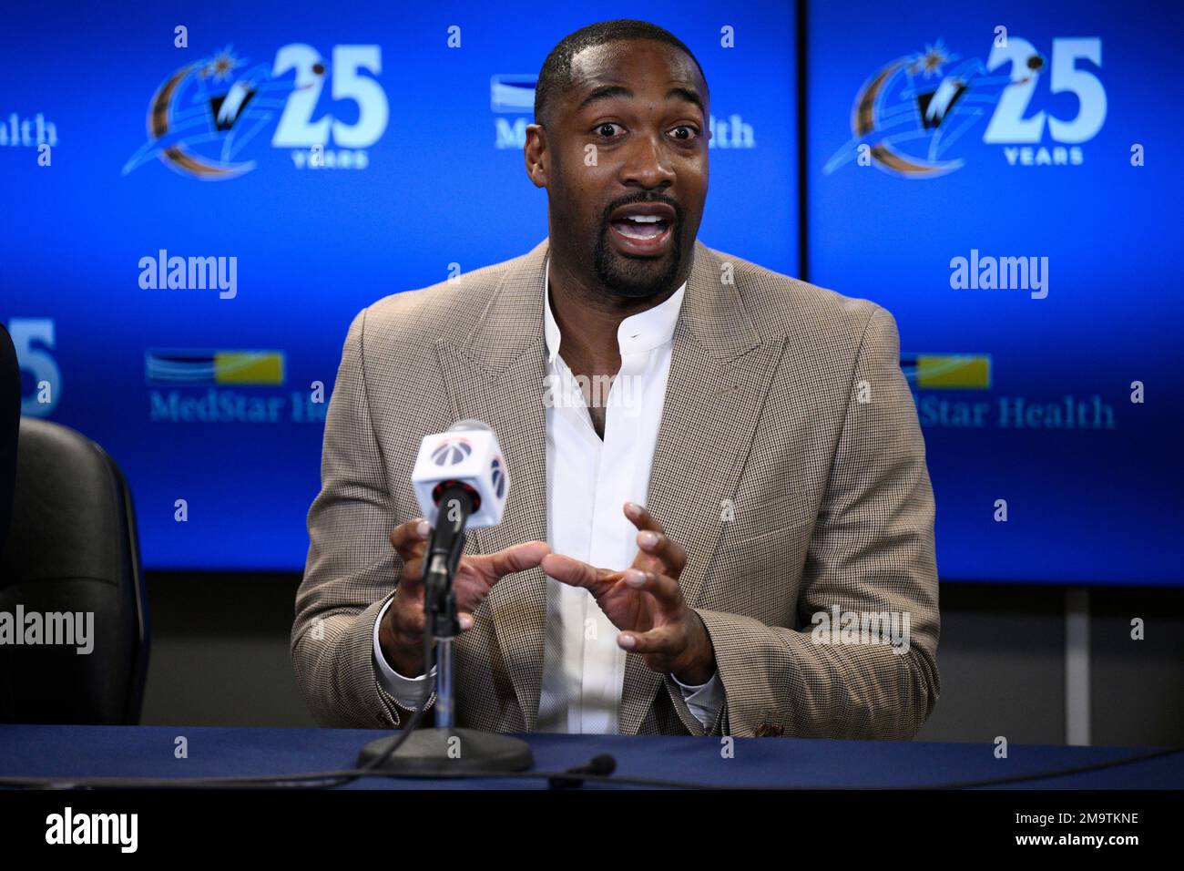 Former Washington Wizards player Gilbert Arenas speaks at a news ...