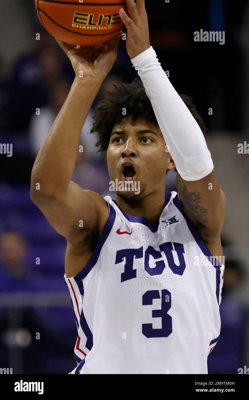 TCU guard PJ Haggerty (3) shoots the ball against Louisiana-Monroe ...