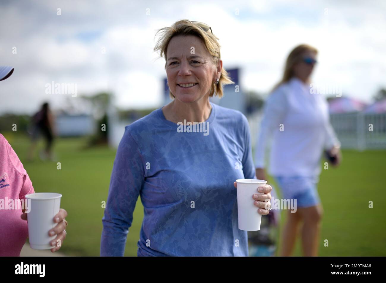 Annika Sorenstam, of Sweden, walks past the driving range during the ...