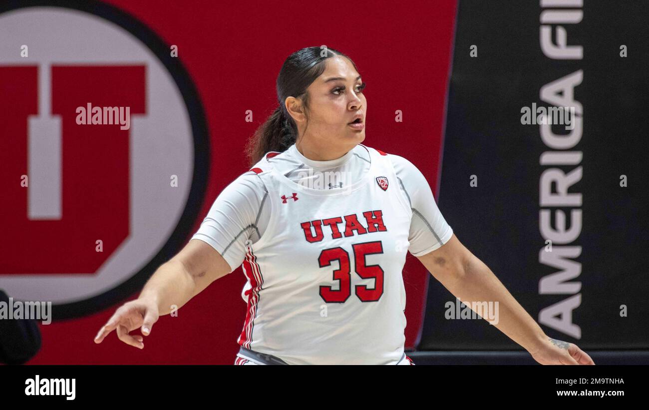 Utah Utes forward Alissa Pili (35) points on defense during an NCAA ...