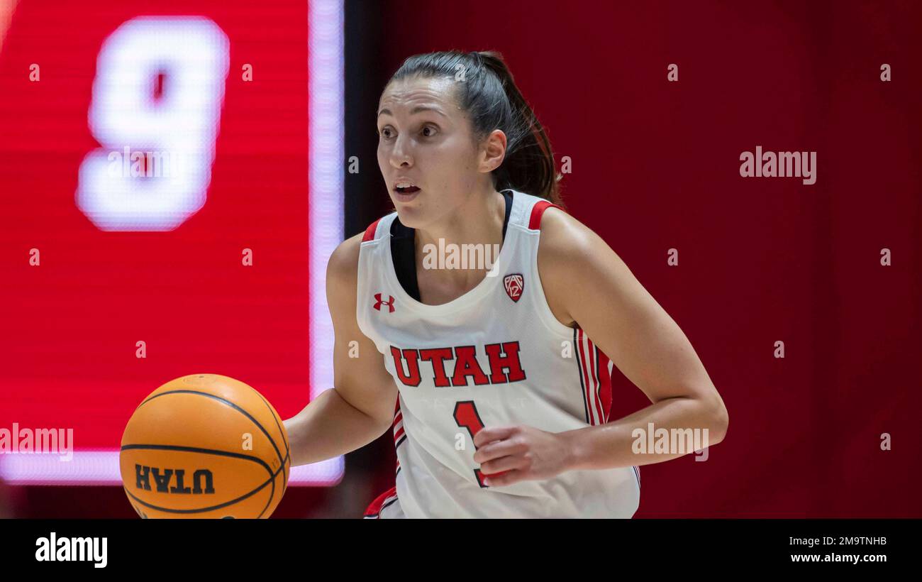 Utah Utes guard Isabel Palmer (1) dribbles on offense during an NCAA ...