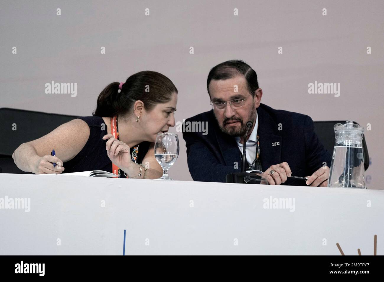 Carlos Isaac Perez, right, Costa Rica vice minister on environment and energy and Ana Patricia ...