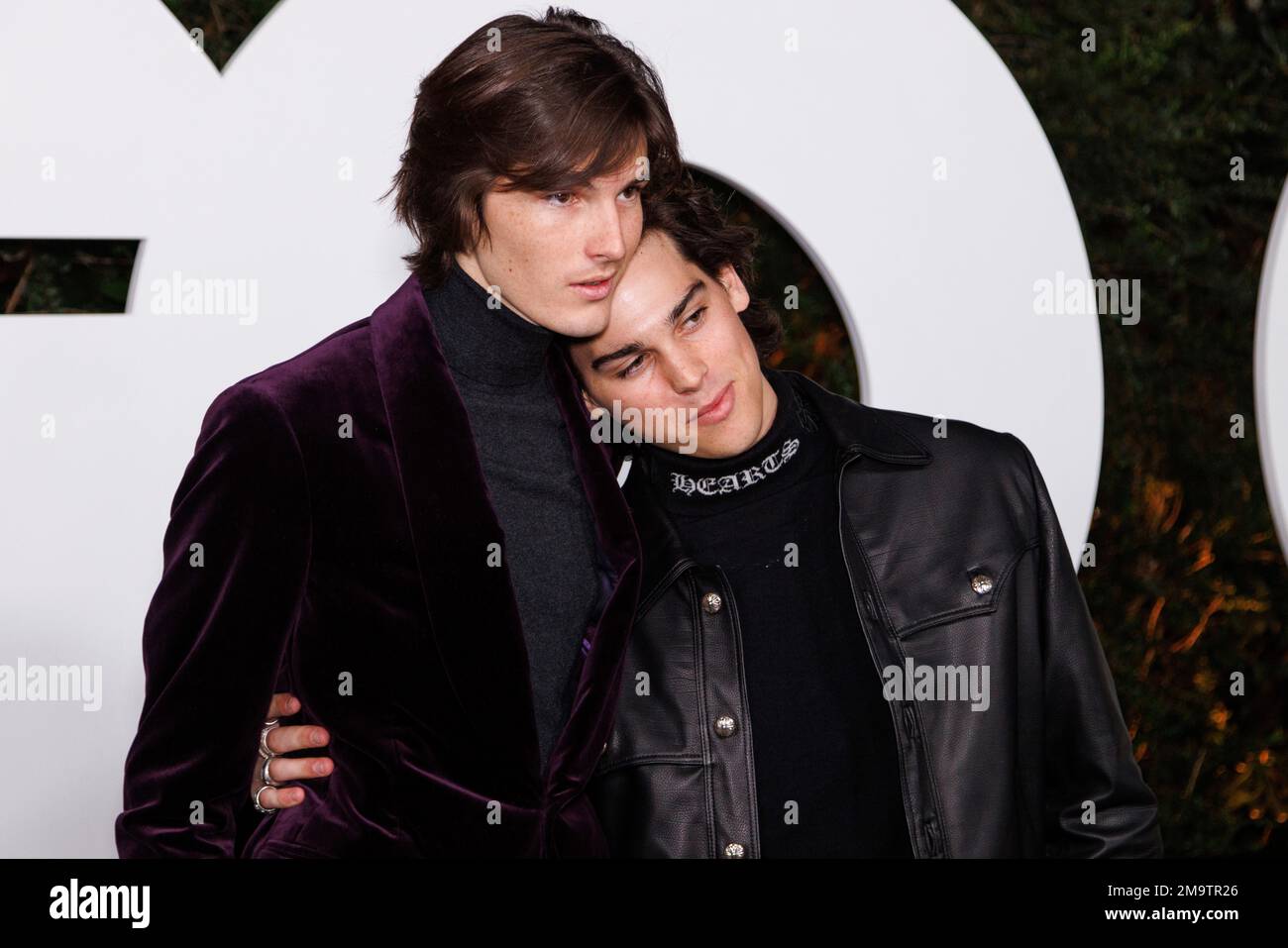 Dylan Brosnan, left and Paris Brosnan arrive at the 2022 GQ Men of the Year Party on Thursday ...