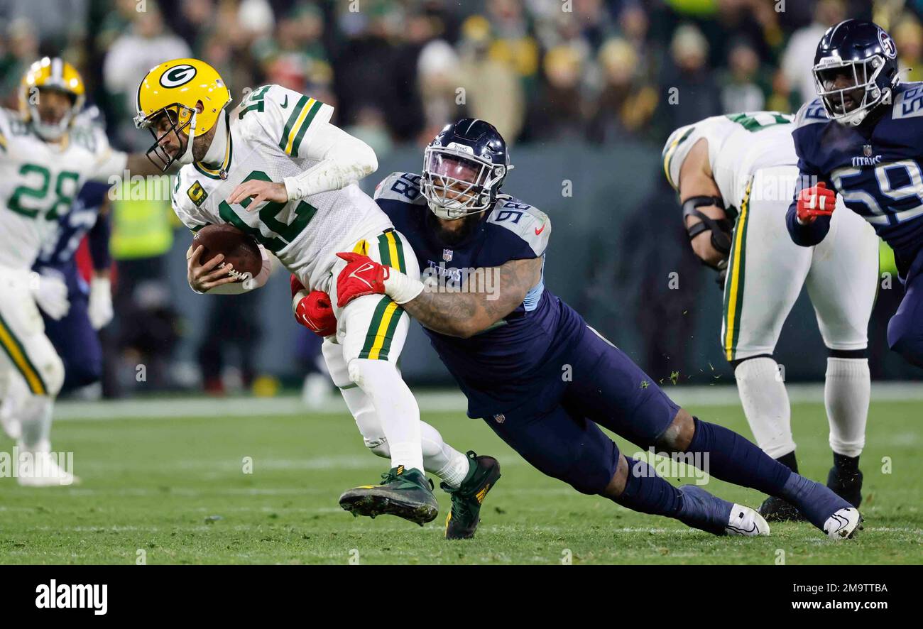 Tennessee Titans defensive tackle Jeffery Simmons (98) sacks Green Bay ...