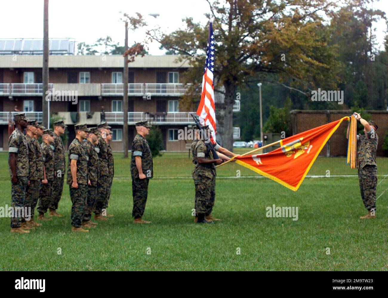 During a reactivation ceremony, US Marine Corps (USMC) members from the ...