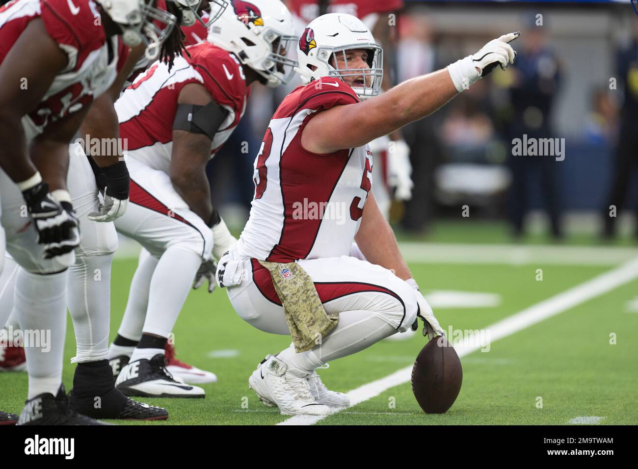 Arizona Cardinals center Billy Price (53) gestures during an NFL ...