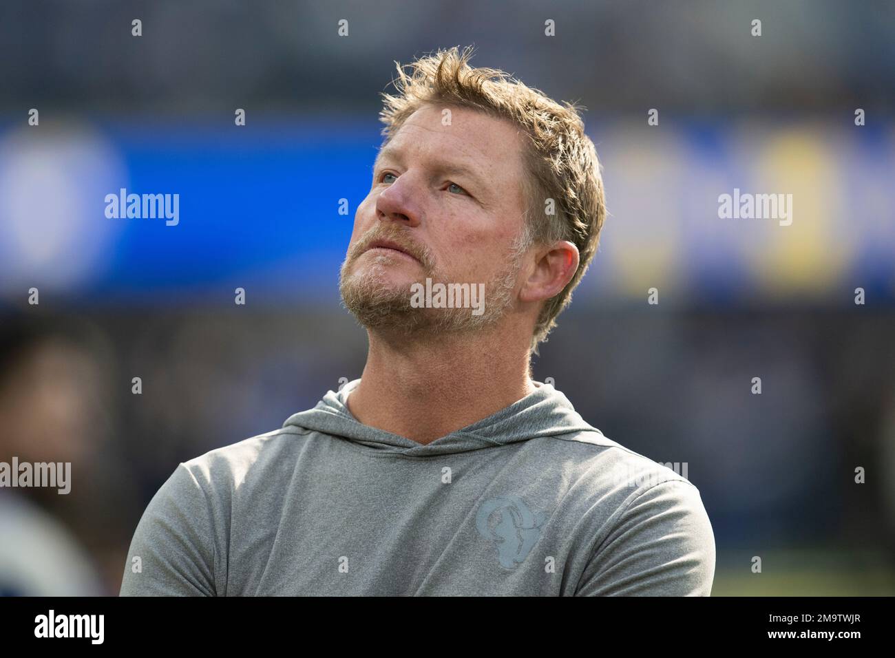 Los Angeles Rams general manager Les Snead looks on before an NFL ...