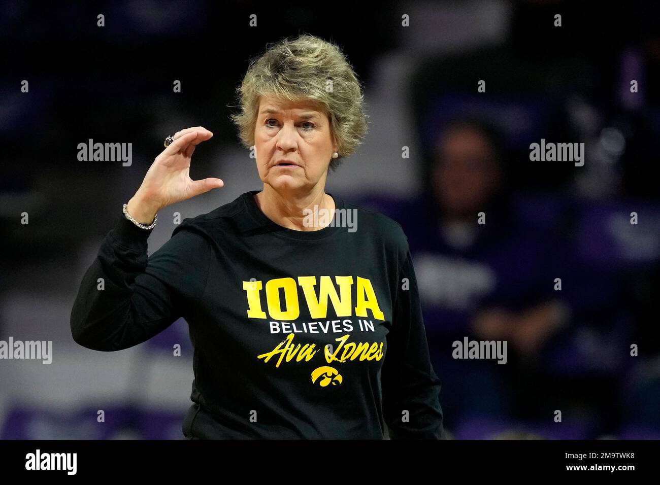 Iowa head coach Lisa Bluder motions to her players during the first ...