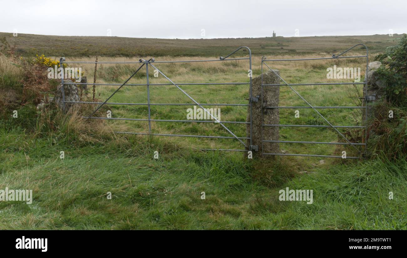 Traditional Penwith-type gates. In the distance, Greenburrow Engine ...