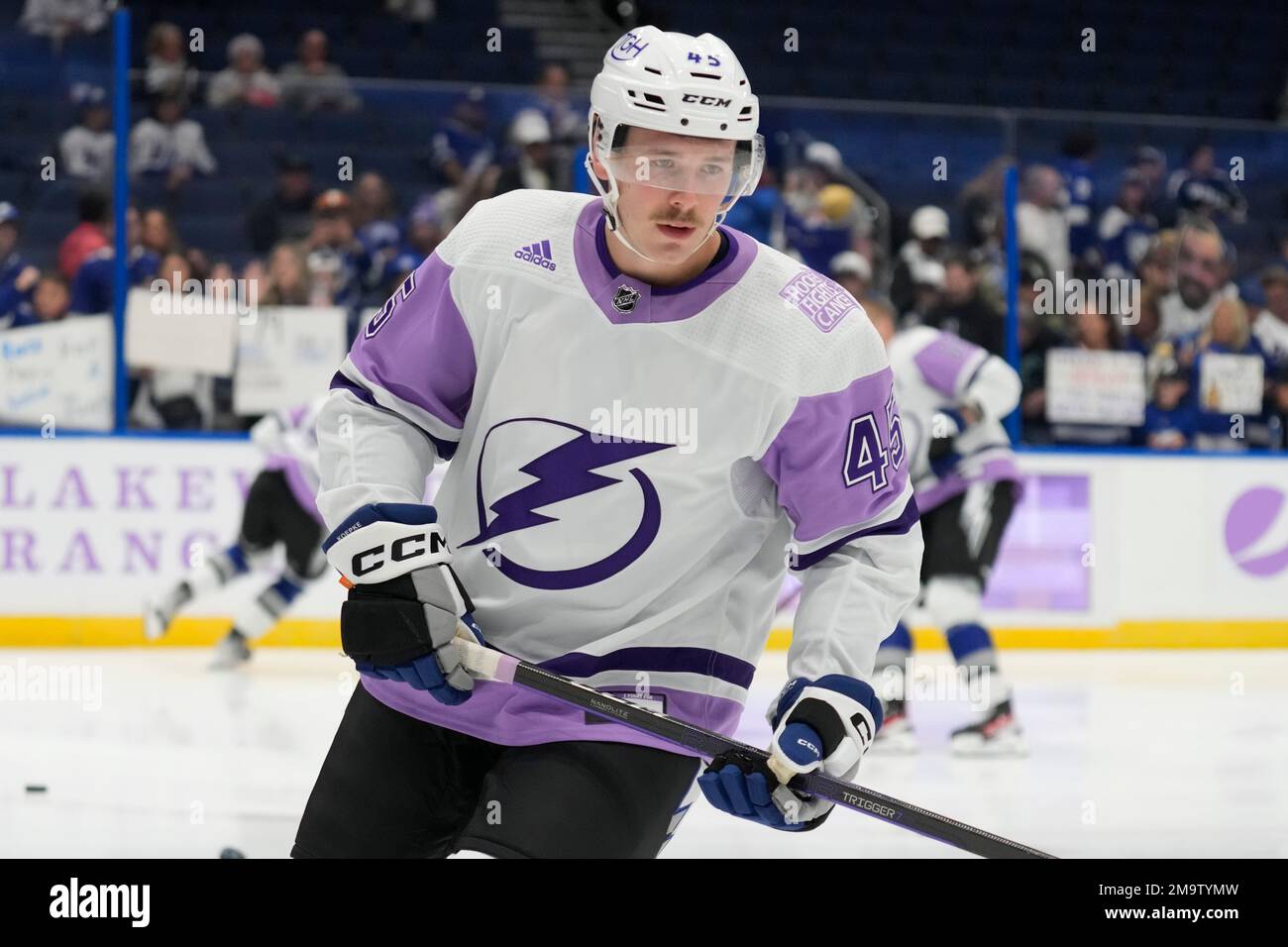 Tampa Bay Lightning left wing Cole Koepke (45) before an NHL hockey ...