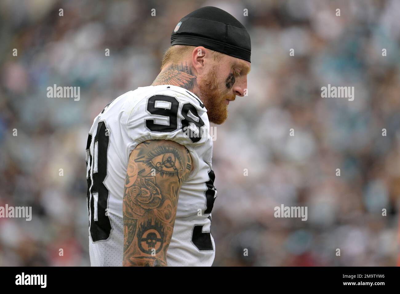 Las Vegas Raiders defensive end Maxx Crosby (98) stands on the sideline ...