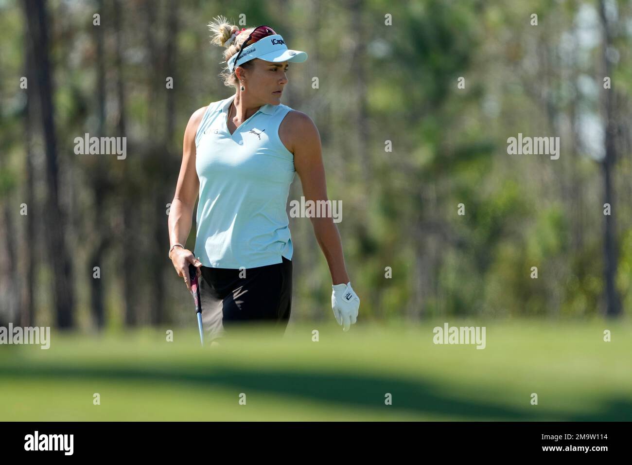 Lexi Thompson prepares to putt on the first green during the first ...