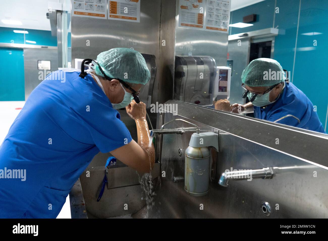 Open heart surgery doctor perform open heart surgery. Doctors in green ...