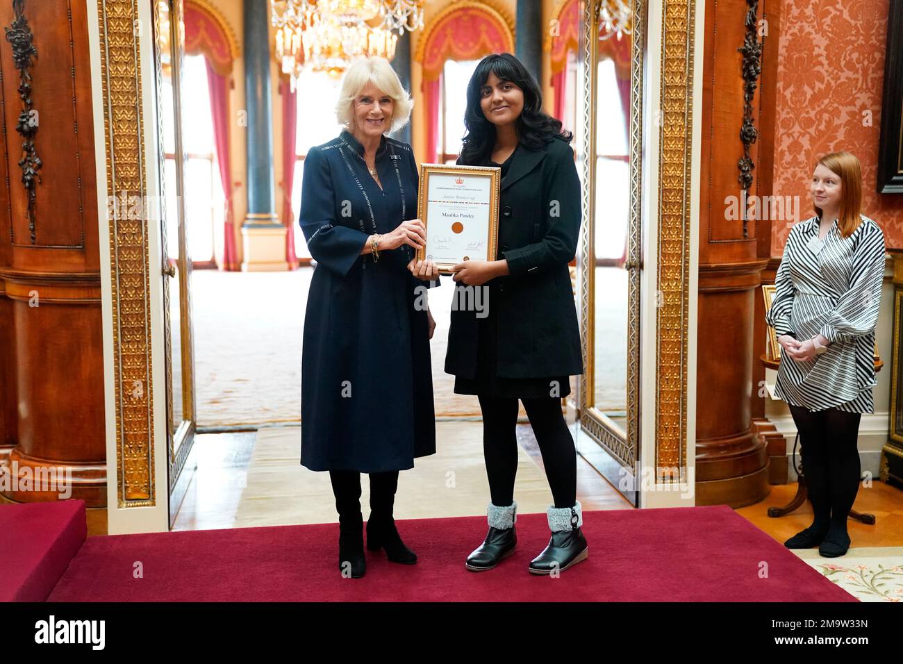Britain's Camilla, the Queen Consort, with Maulika Pandey at a ...