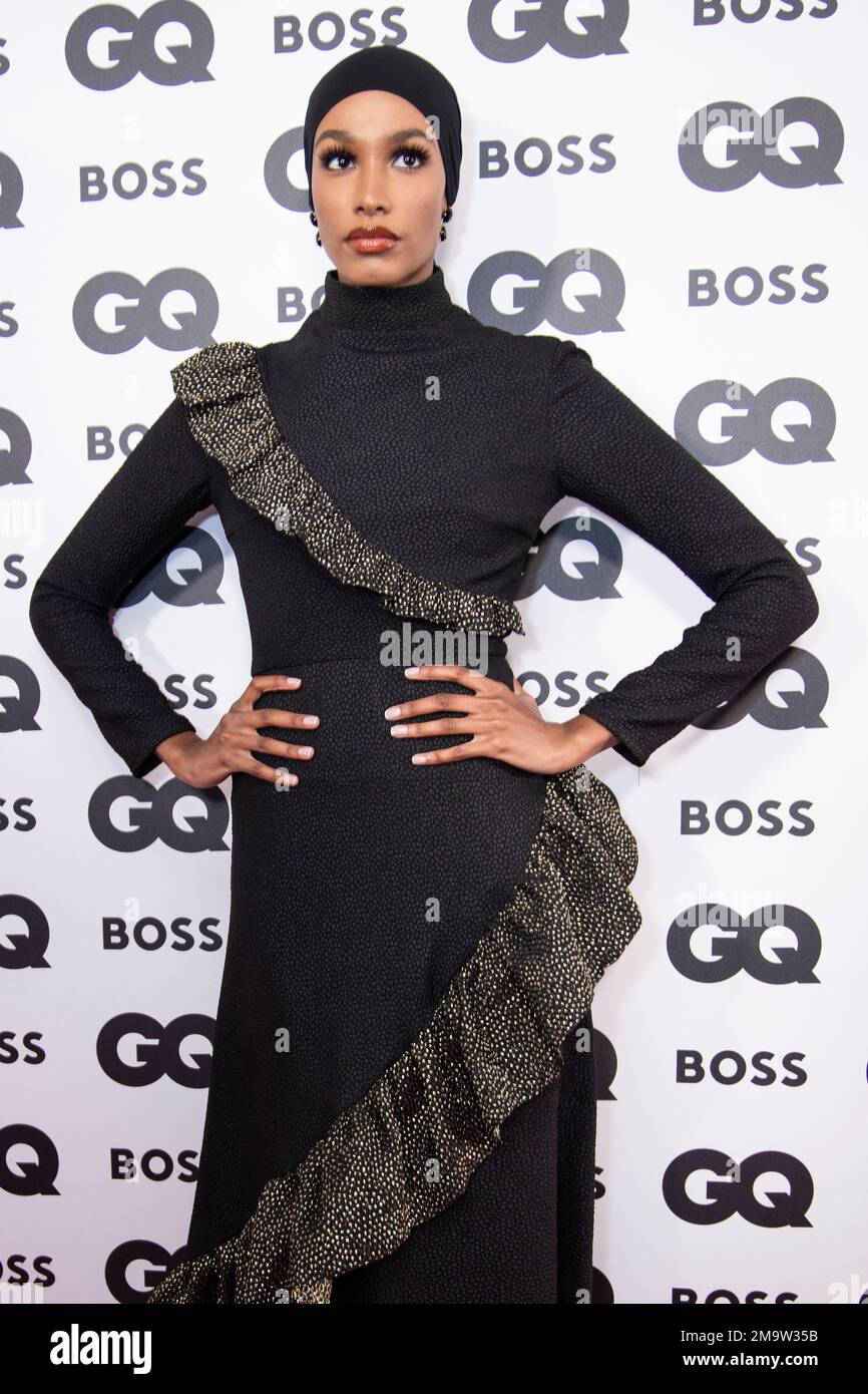 Ikram Abdi Omar poses for photographers upon arrival at the GQ Men of the Year 2022 event in ...