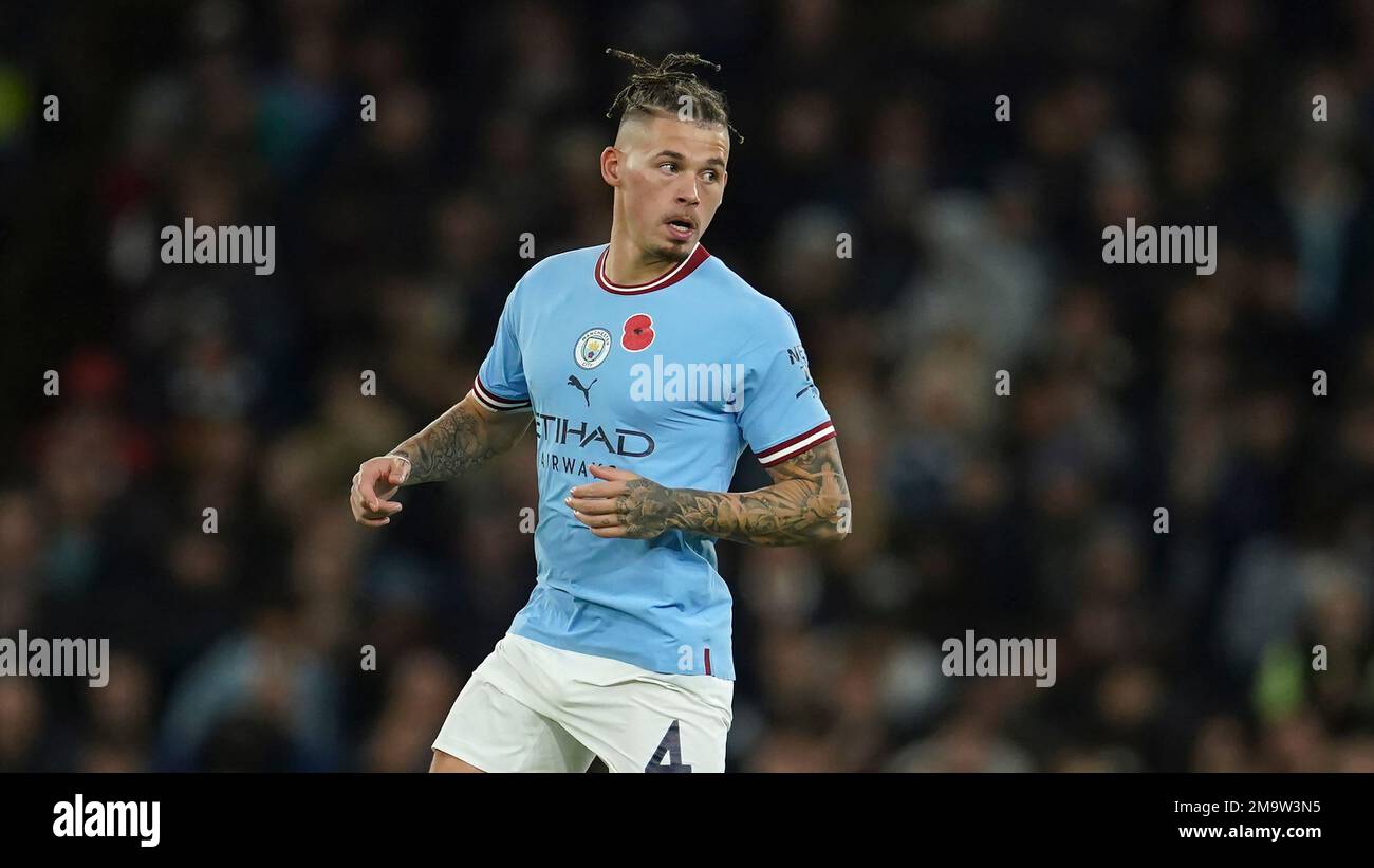 Manchester City's Kalvin Phillips controls the ball during the English ...