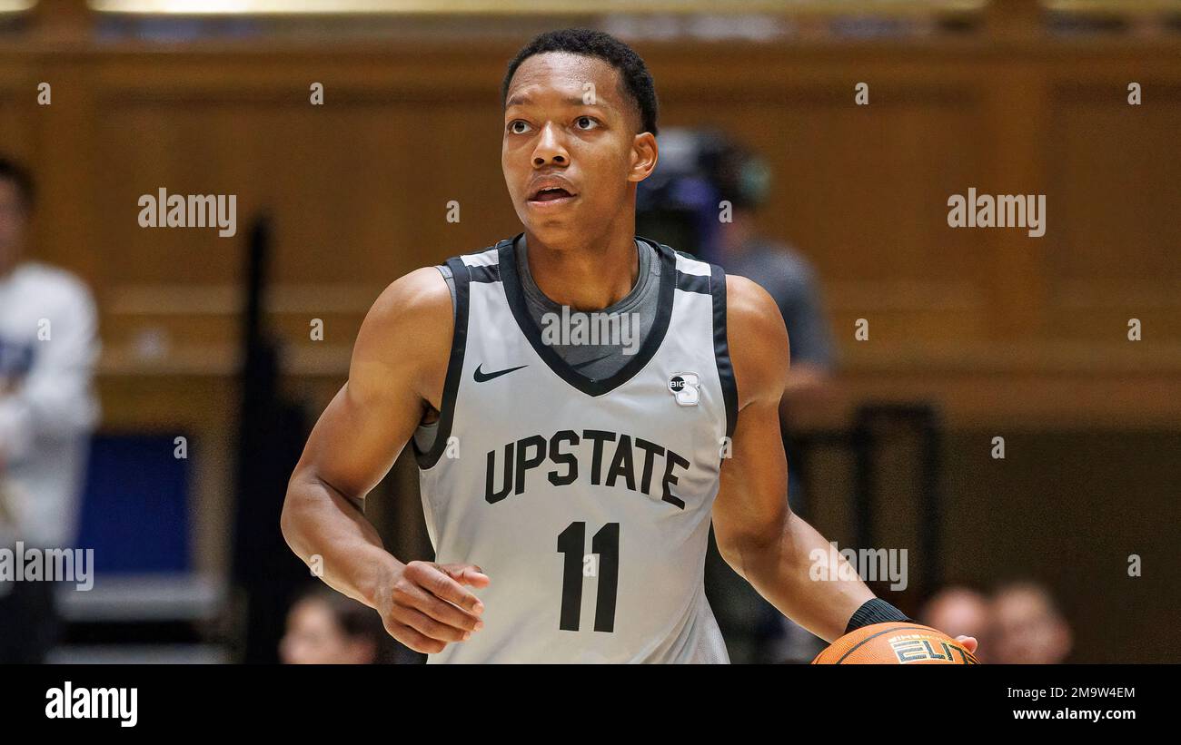 South Carolina-Upstate's Jordan Gainey (11) handles the ball during an ...