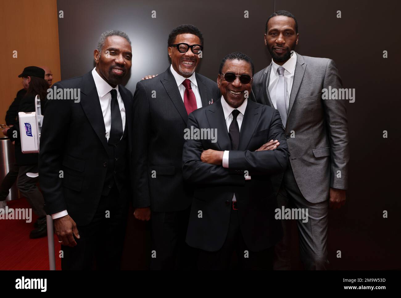 Louis Carr, from left, Judge Greg Mathis, LA Reid, and Leon attend the ...