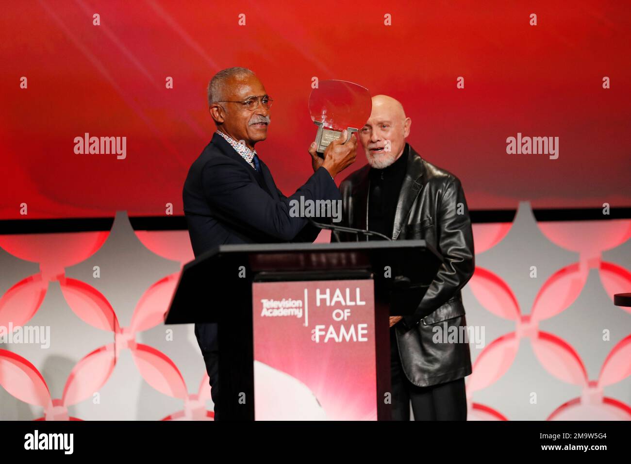 Hall of Fame inductee Donald A. Morgan accepts his award during the ...