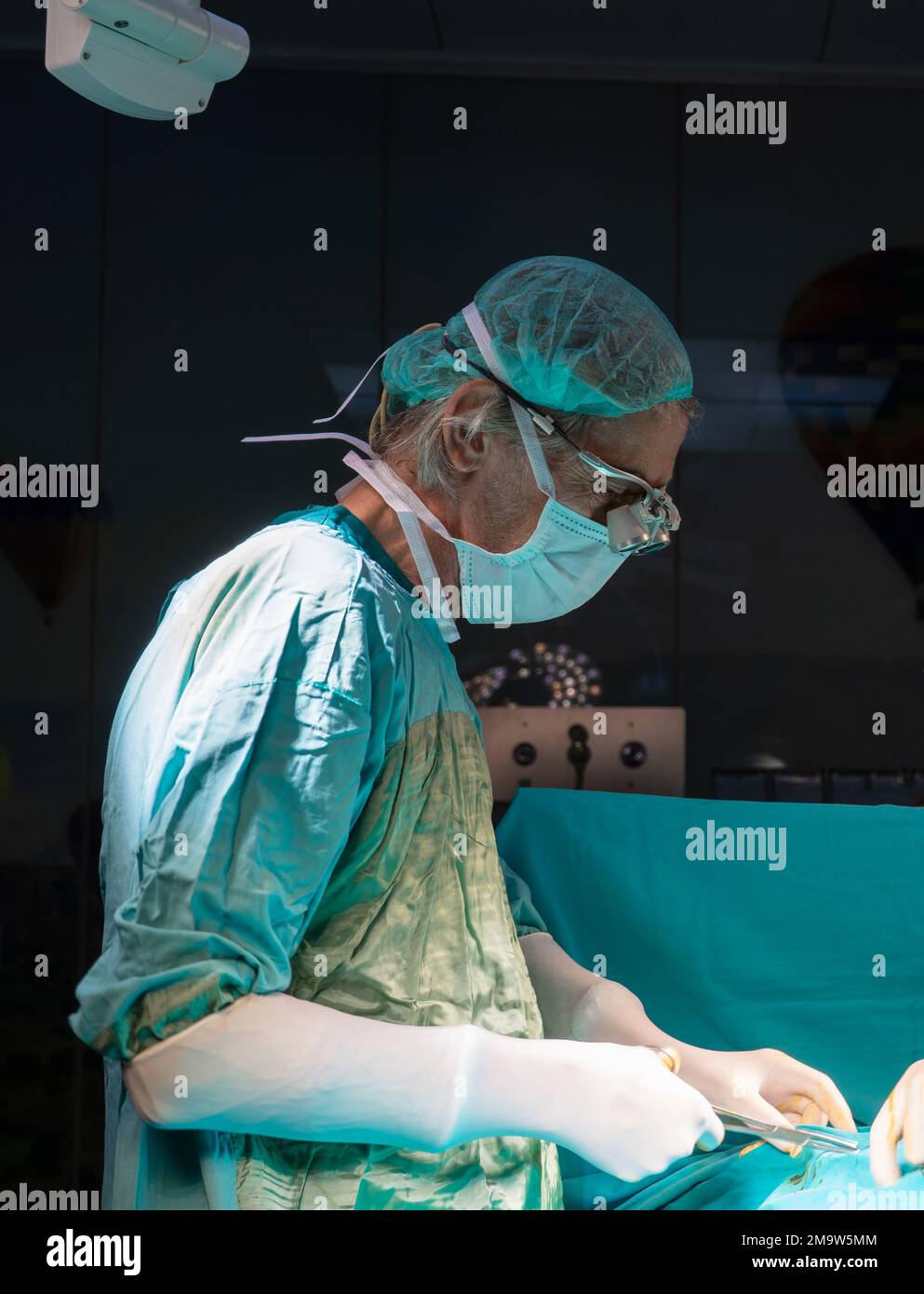Open heart surgery doctor perform open heart surgery. Doctors in green ...