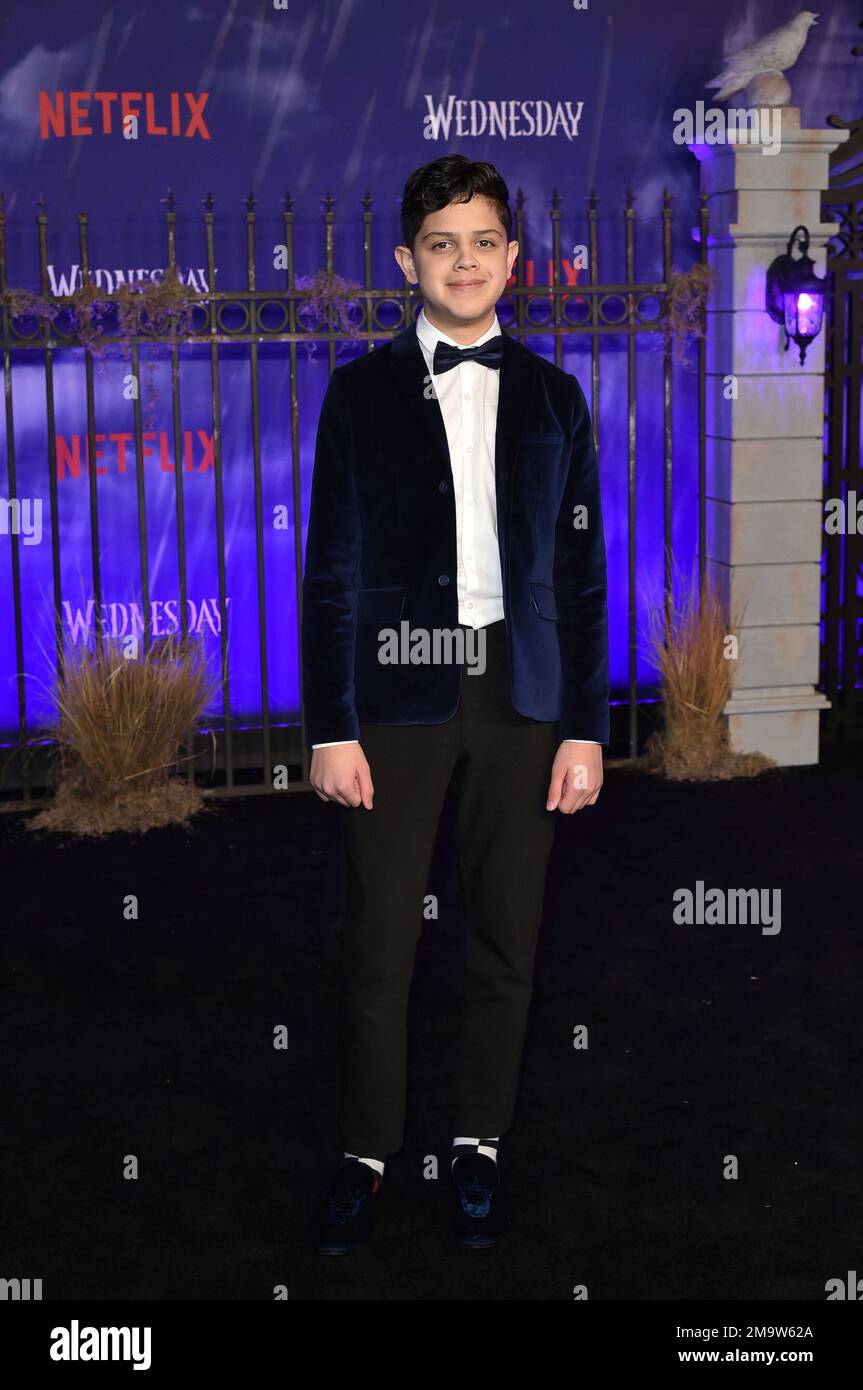 Isaac Ordonez arrives at the premiere of "Wednesday" on Wednesday, Nov. 16, 2022, at Hollywood ...