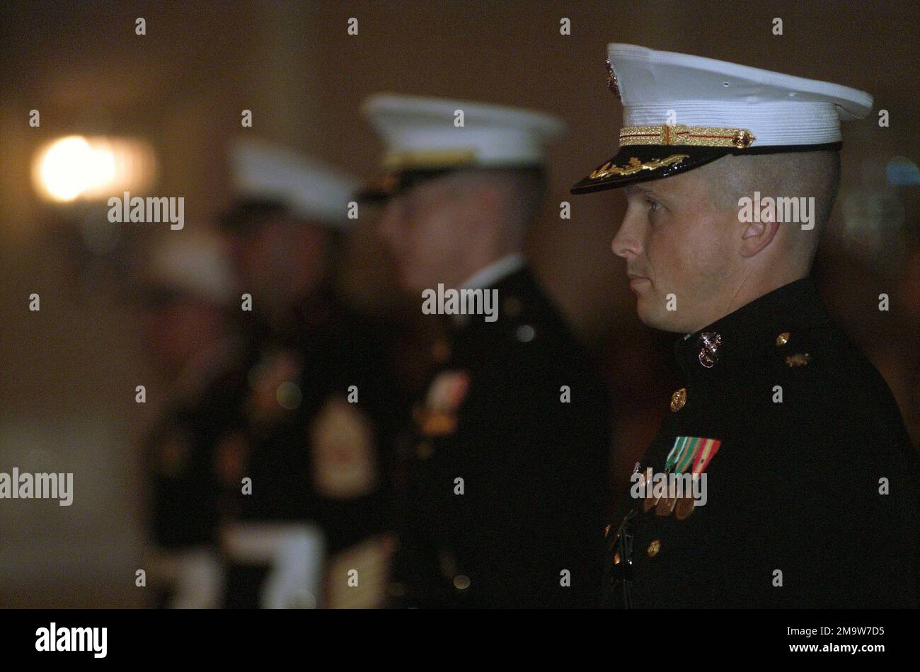 US Marine Corps (USMC) Marines in formation during a ceremony at the ...