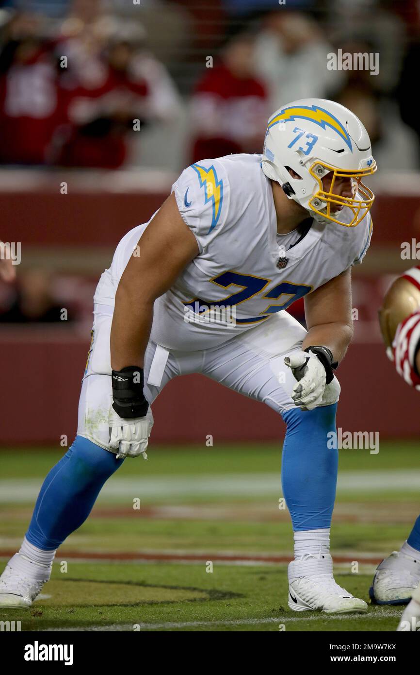 Los Angeles Chargers offensive tackle Foster Sarell (73) lines up ...