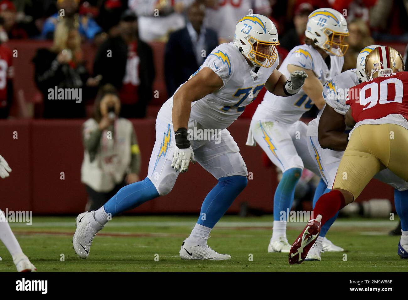 Los Angeles Chargers offensive tackle Foster Sarell (73) blocks during ... Los Angeles Chargers offensive tackle Foster Sarell (73) blocks during ...
