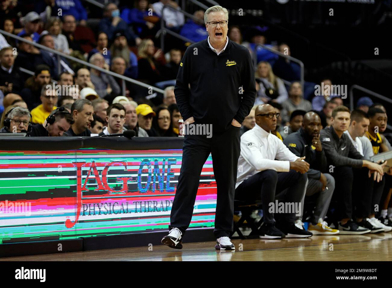 Iowa head coach Fran McCaffery reacts against Seton Hall during the ...