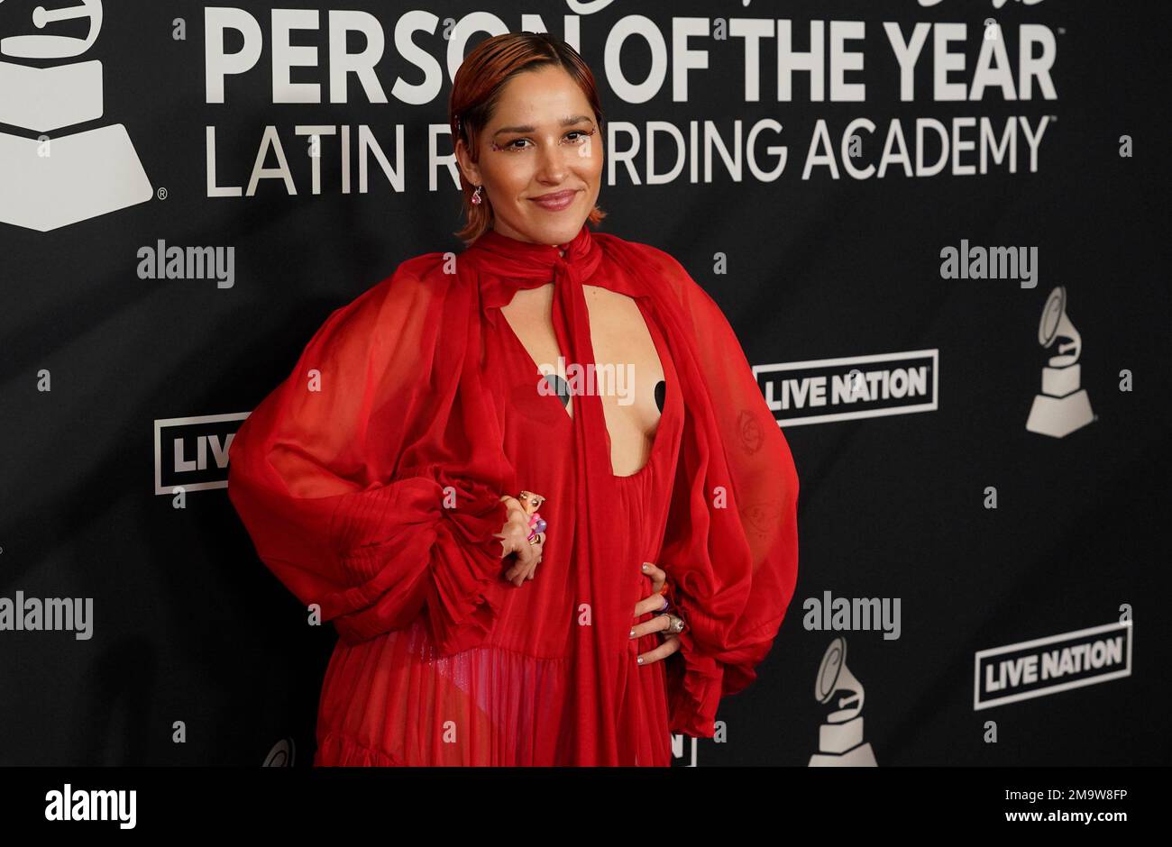 Elsa Carvajal of Elsa y Elmar arrives at the Latin Recording Academy ...