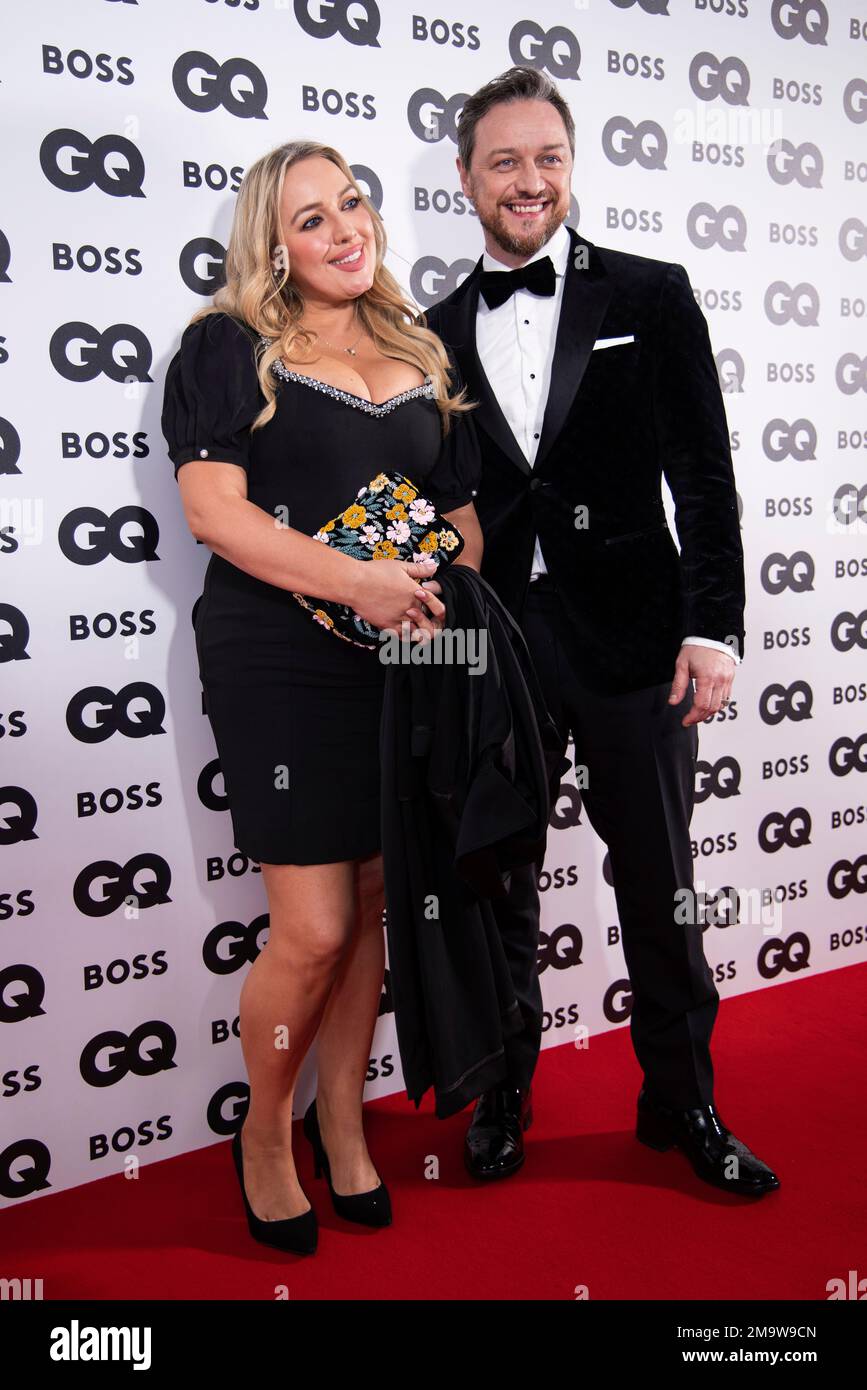 Joy McAvoy, left, and James McAvoy pose for photographers upon arrival at the GQ Men of the Year ...