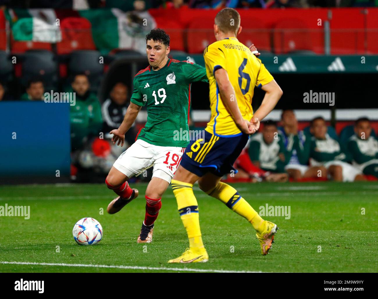 Mexico's Jorge Sanchez kicks the ball ahead of Sweden's Hans Carl ...