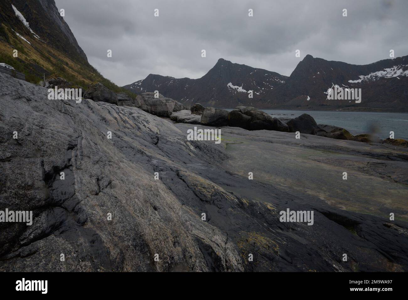 flat granite rock touching Stein- and Ersfjorden on Norway's second ...
