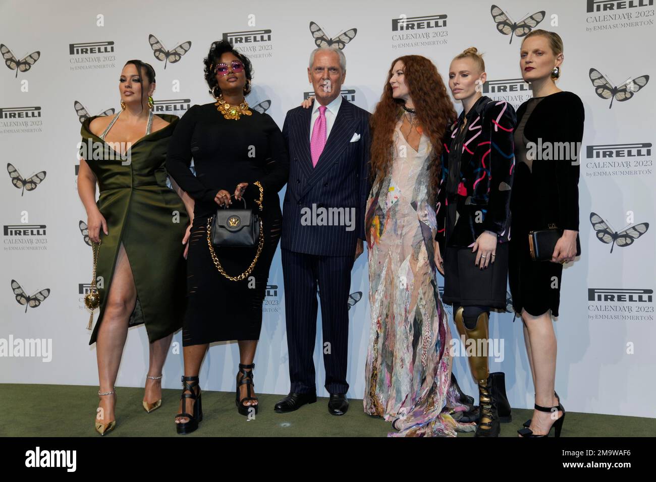 From left, models Ashley Graham, Precious Lee, Pirelli CEO Marco ...