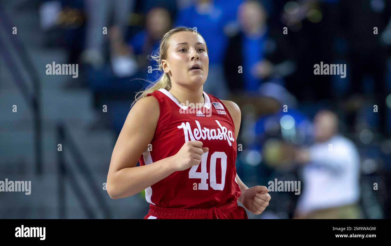 Nebraska center Alexis Markowski (40) runs down court against Creighton ...