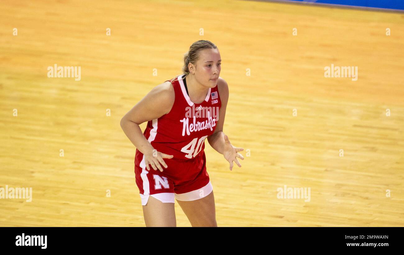 Nebraska center Alexis Markowski (40) prepares to defend against ...