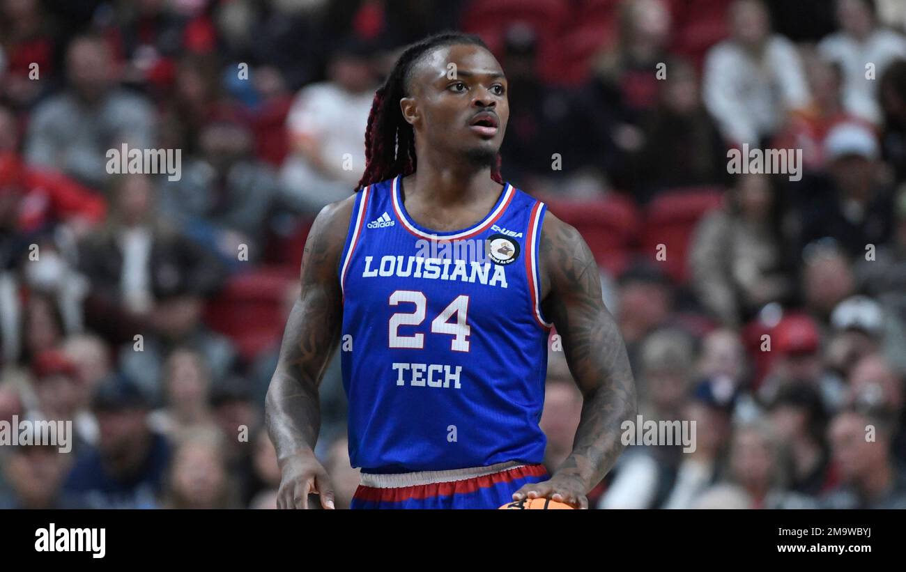 Louisiana Tech guard Cobe Williams (24) controls thebball against Texas ...