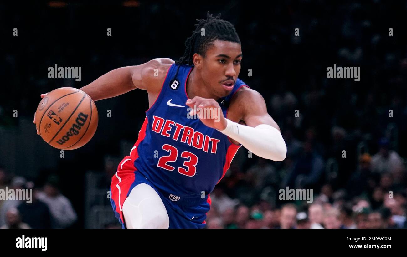 Detroit Pistons guard Jaden Ivey (23) drives during an NBA basketball ...