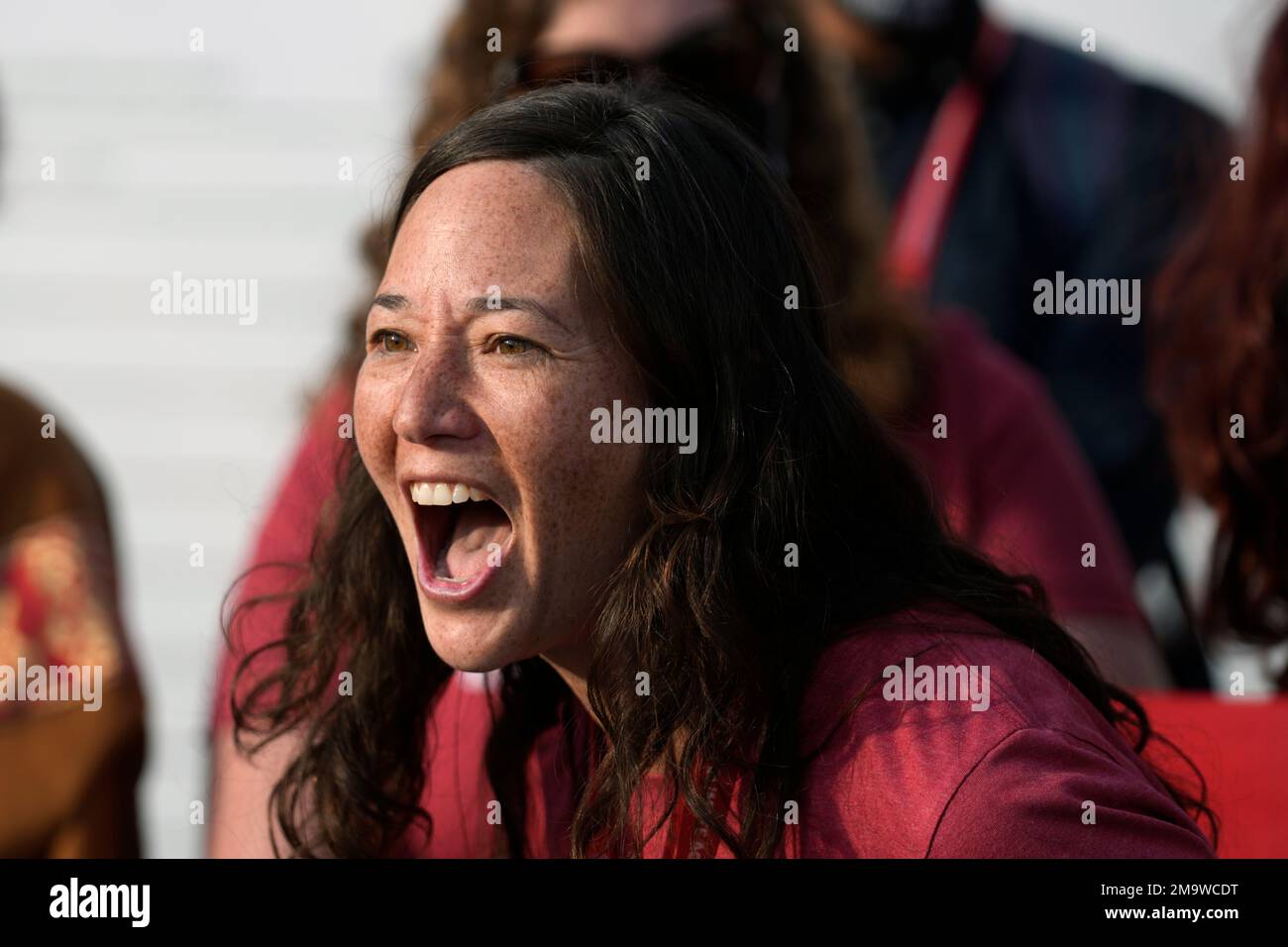 Activist Teresa Anderson participates in a protest demanding pay for ...