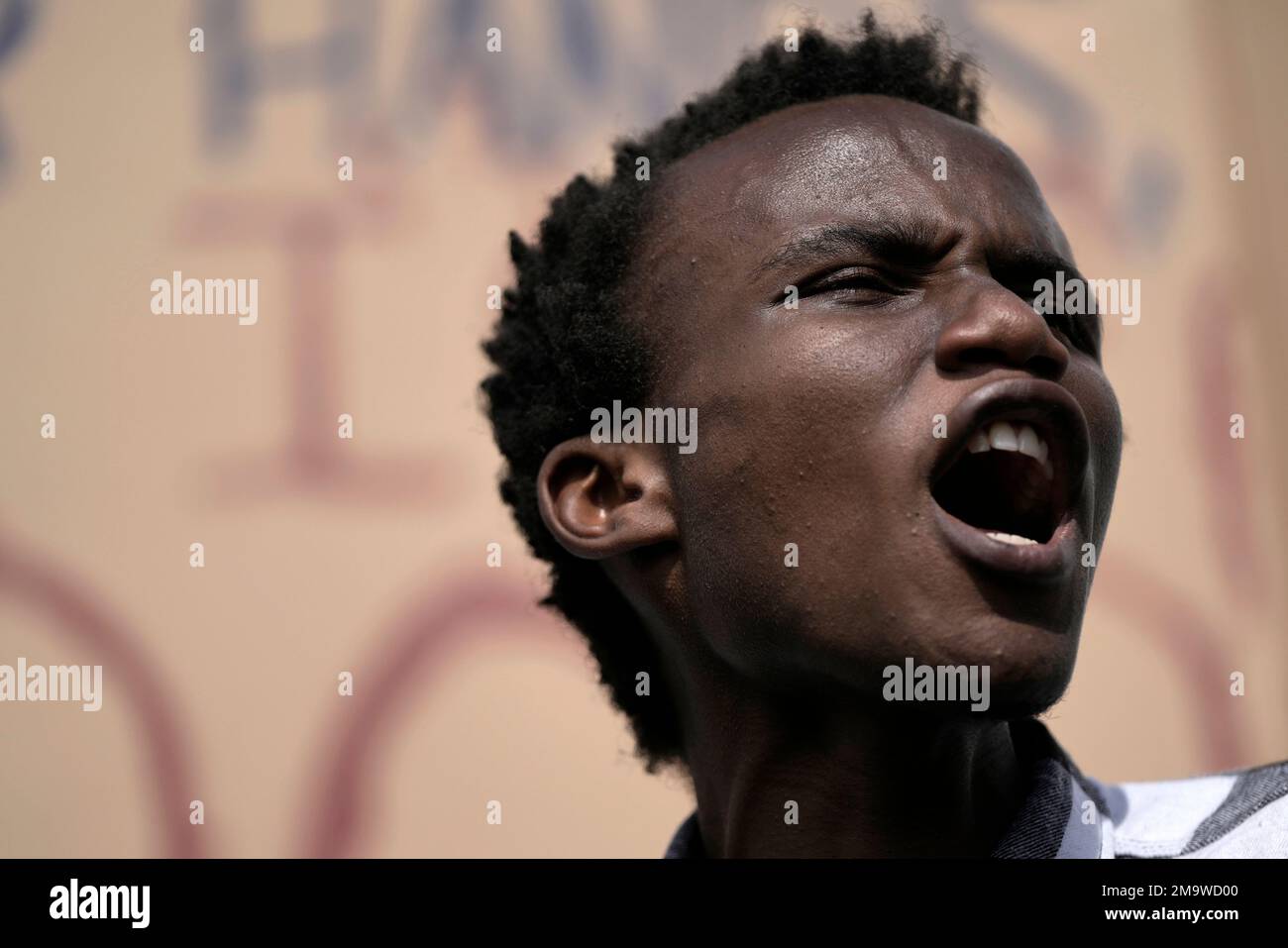 Youth climate activists from left, Eric Njuguna, of Kenya, participates ...