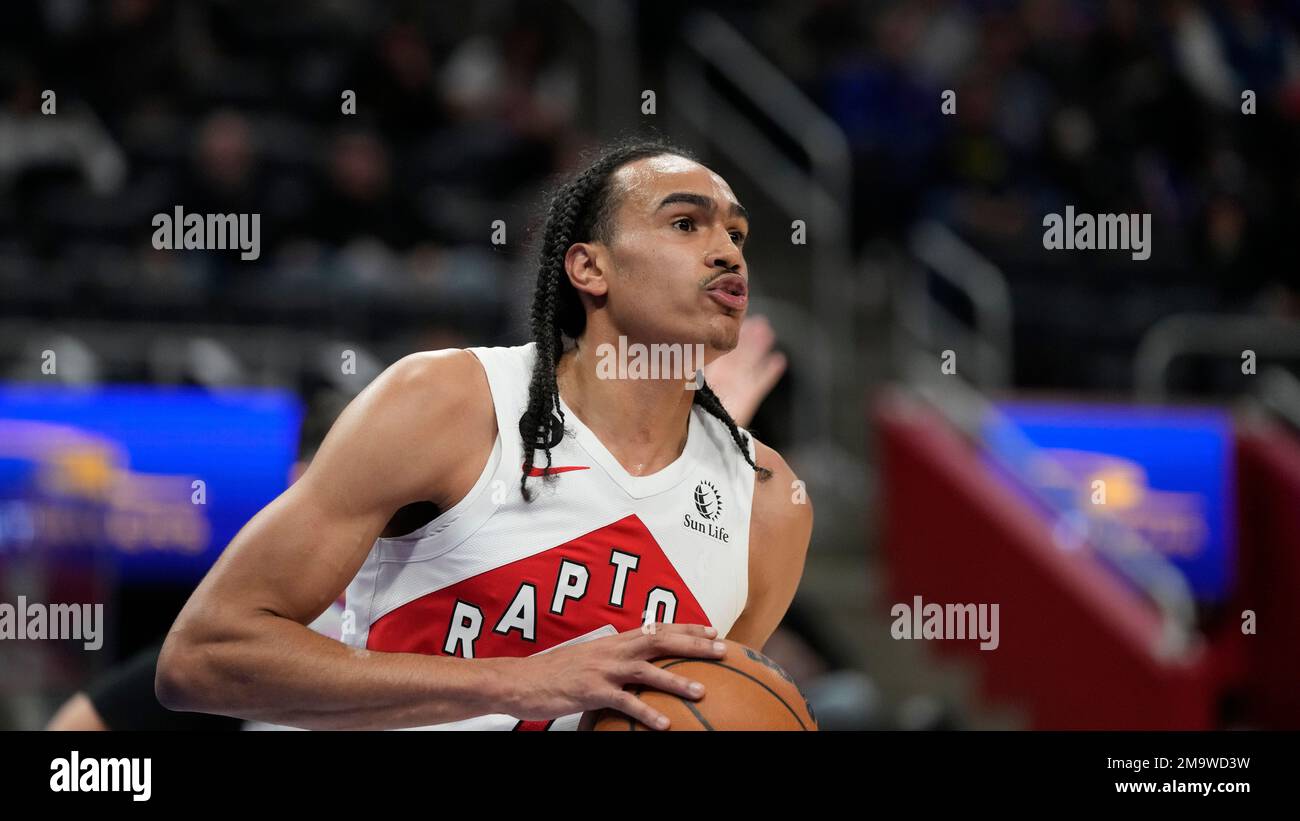 Toronto Raptors guard Dalano Banton plays during the second half of an ...