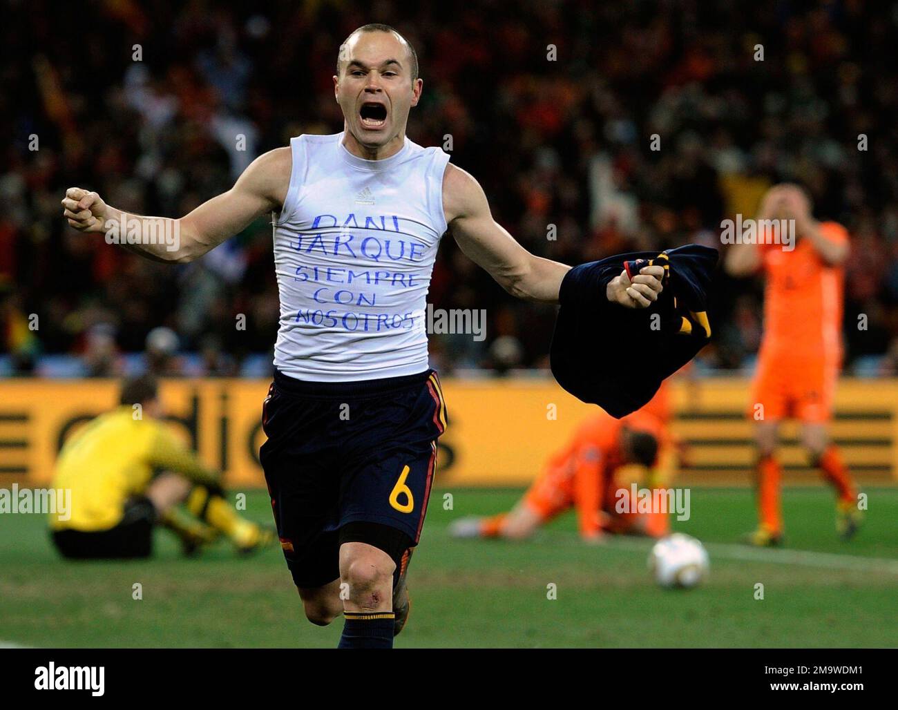 FILE - Spain's Andres Iniesta celebrates after scoring the only goal in ...