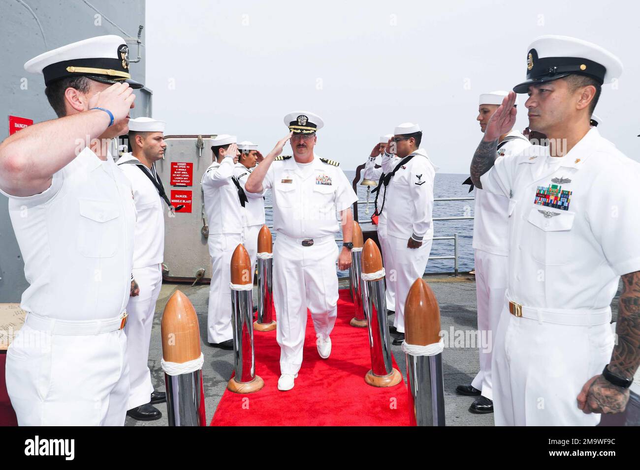 PHILIPPINE SEA (May 20, 2022) Commanding Officer Capt. Jeremy Gray, from Cincinnati, arrives ...