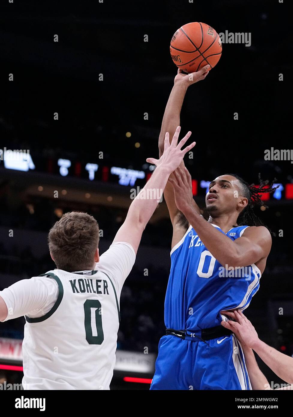 Kentucky forward Jacob Toppin, right, shoots over Michigan State ...