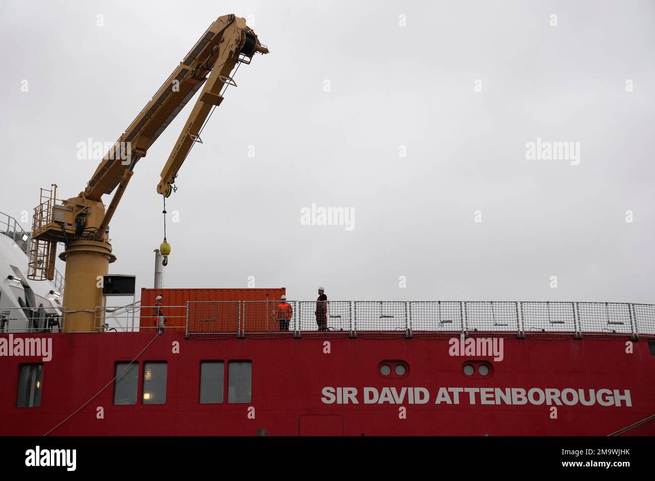 The British Antarctic Survey Ship Sir David Attenborough loads supplies ...