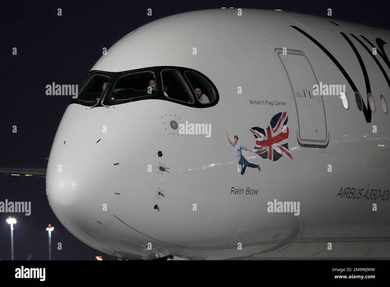 The airplane carrying England's national soccer team arrives at Hamad ...