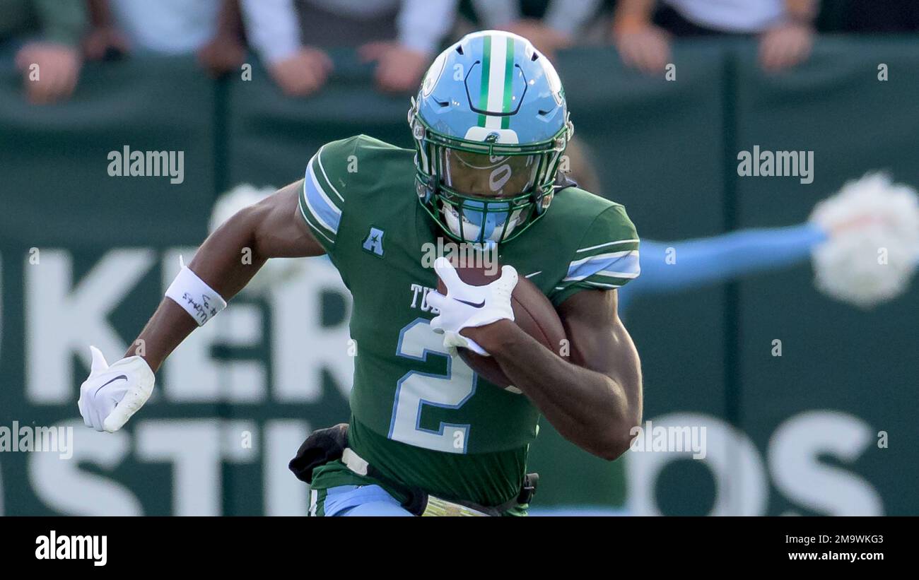 Tulane wide receiver Duece Watts (2) runs during an NCAA college ...